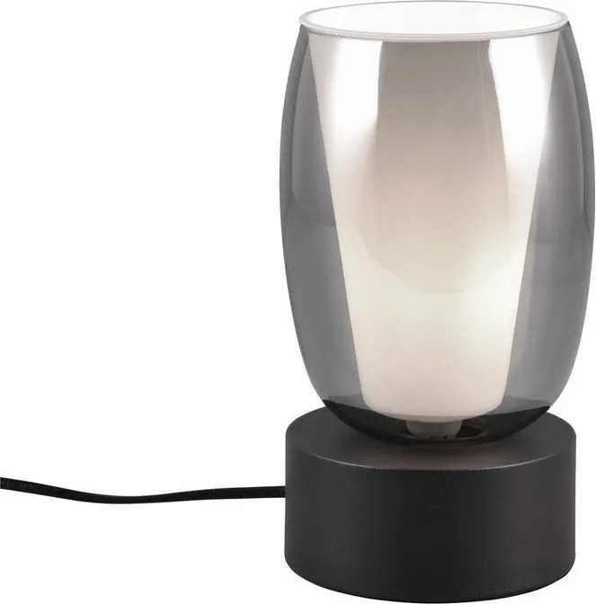 Stolní lampa se skleněným stínidlem v černo-stříbrné barvě (výška 24 cm) Barret – Trio Select