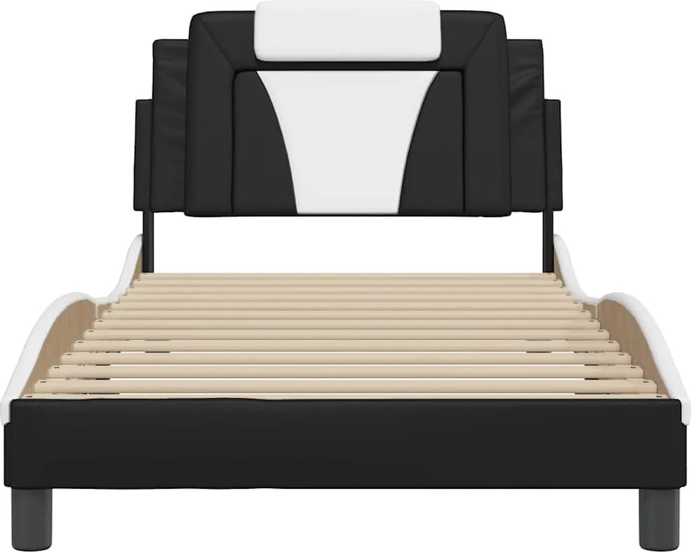 Rám postele Viana bez matrace černý a bílý 100 x 200 cm umělá kůže 3208080