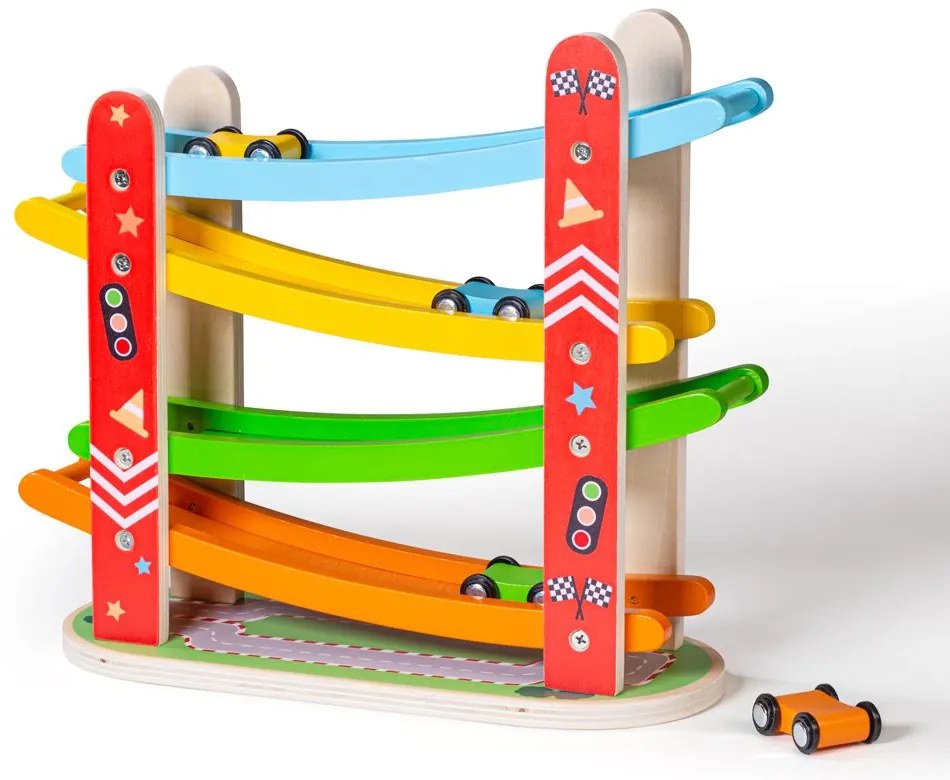 Bigjigs Toys Dřevěná automobilová závodní dráha