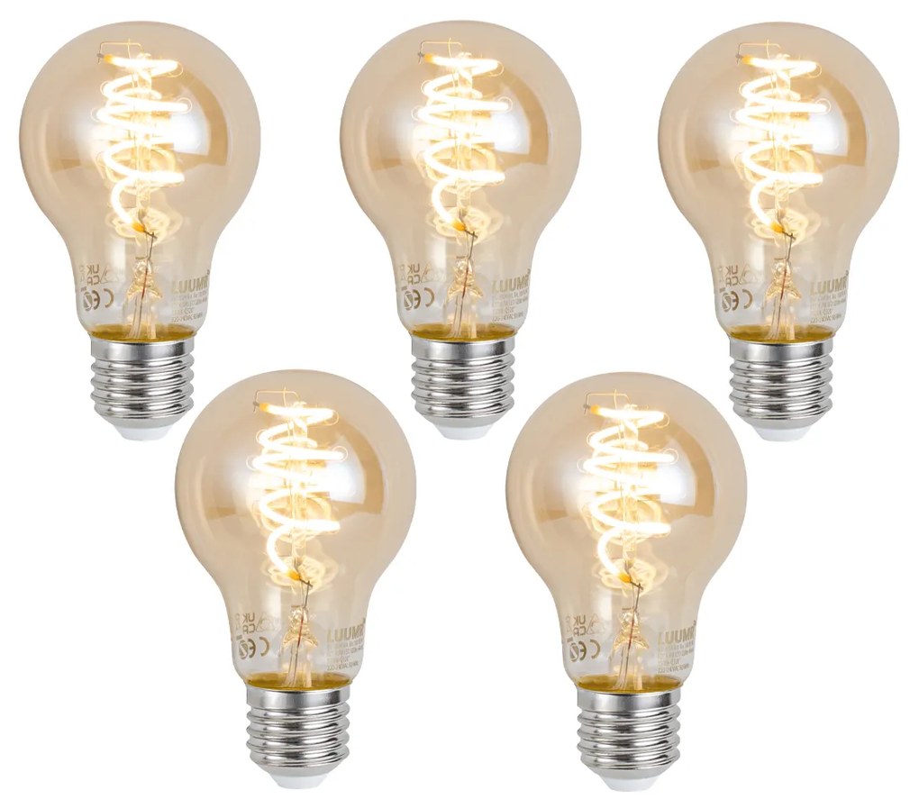 Sada 5 chytrých stmívatelných LED žárovek E27 A60 Amber 4,9W 320 lm 2500K Zigbee
