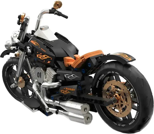 Stavebnice Černý motocykl T1007 - 455 dílků
