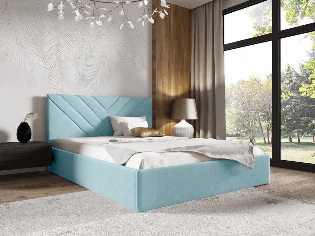 Eka Čalouněná postel LIZA 90x200 cm Barva látky Trinity: Tmavě modrá (Trinity 2331), Úložný prostor: Bez úložného prostoru