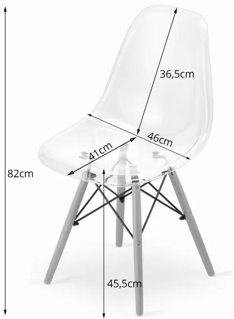 Jídelní židle OSAKA průhledná (hnědé nohy)