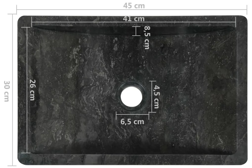 vidaXL Marketos Umyvadlo 45 x 30 x 12 cm mramor černé s vysokým leskem