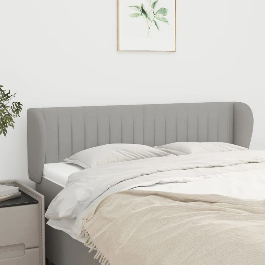 Čelo postele typu ušák světle šedé 147x23x78/88 cm textil 3117380