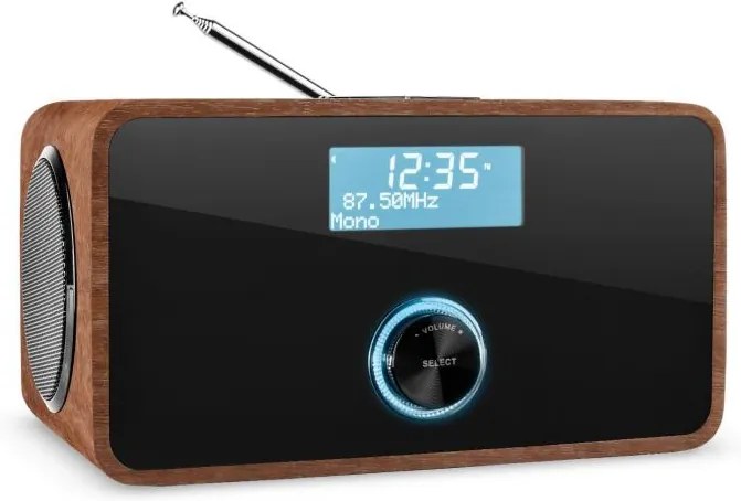 Auna DABStep, ořech, DAB/DAB+ digitální rádio, bluetooth, FM, RDS, budík