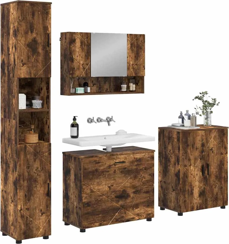 Sada koupelnového nábytku 4 ks Kouřový dub 35 x 30 x 192 cm 3393088