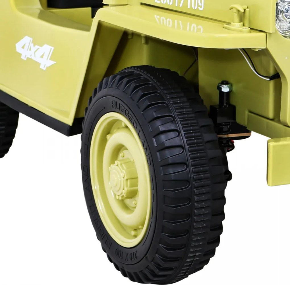 Ramiz Retro vojenské auto pro děti béžové + pohon 4x4