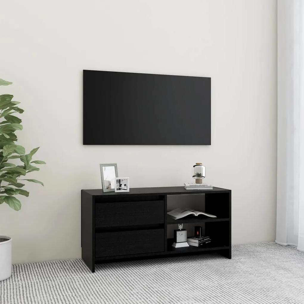 TV stolek černý 80 x 31 x 39 cm masivní borové dřevo