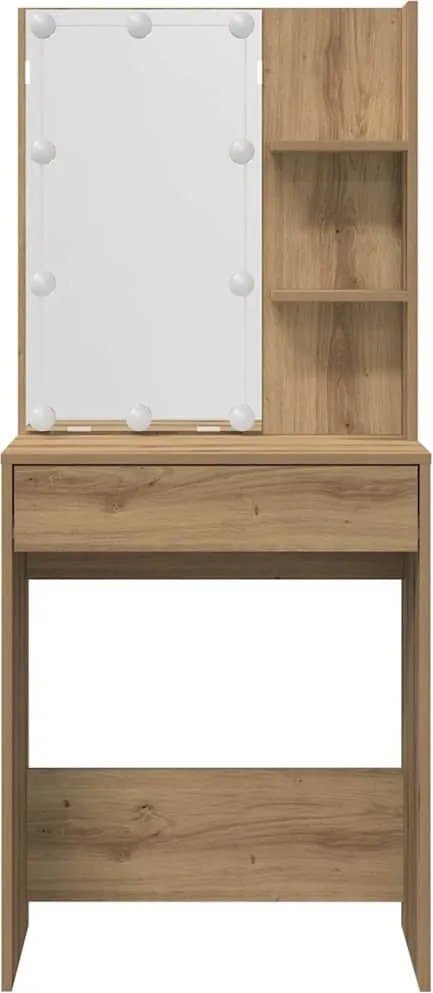 sada toaletního stolku s LED dub artisan kompozitní dřevo 3329188