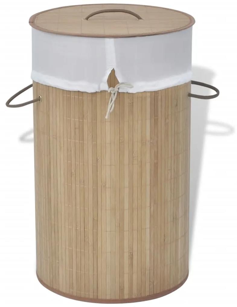 Bambusový koš na prádlo kulatý přírodní - Default Title