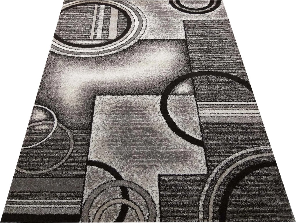 DY Šedý moderní koberec s geometrickým vzorem Panamero 06 Rozměr: 60x100 cm