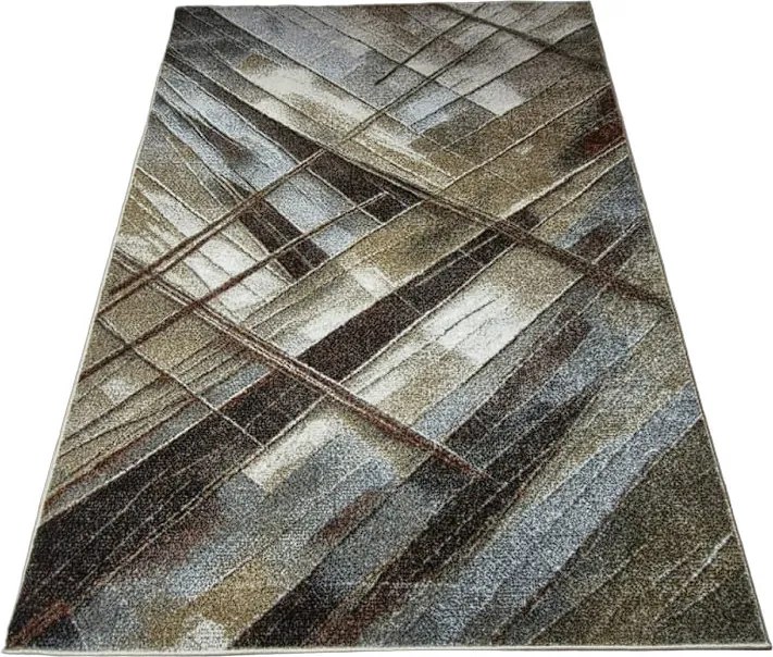 HU Hnědý moderní koberec Villa 872 s linkovaným vzorem Rozměr: 60x100 cm