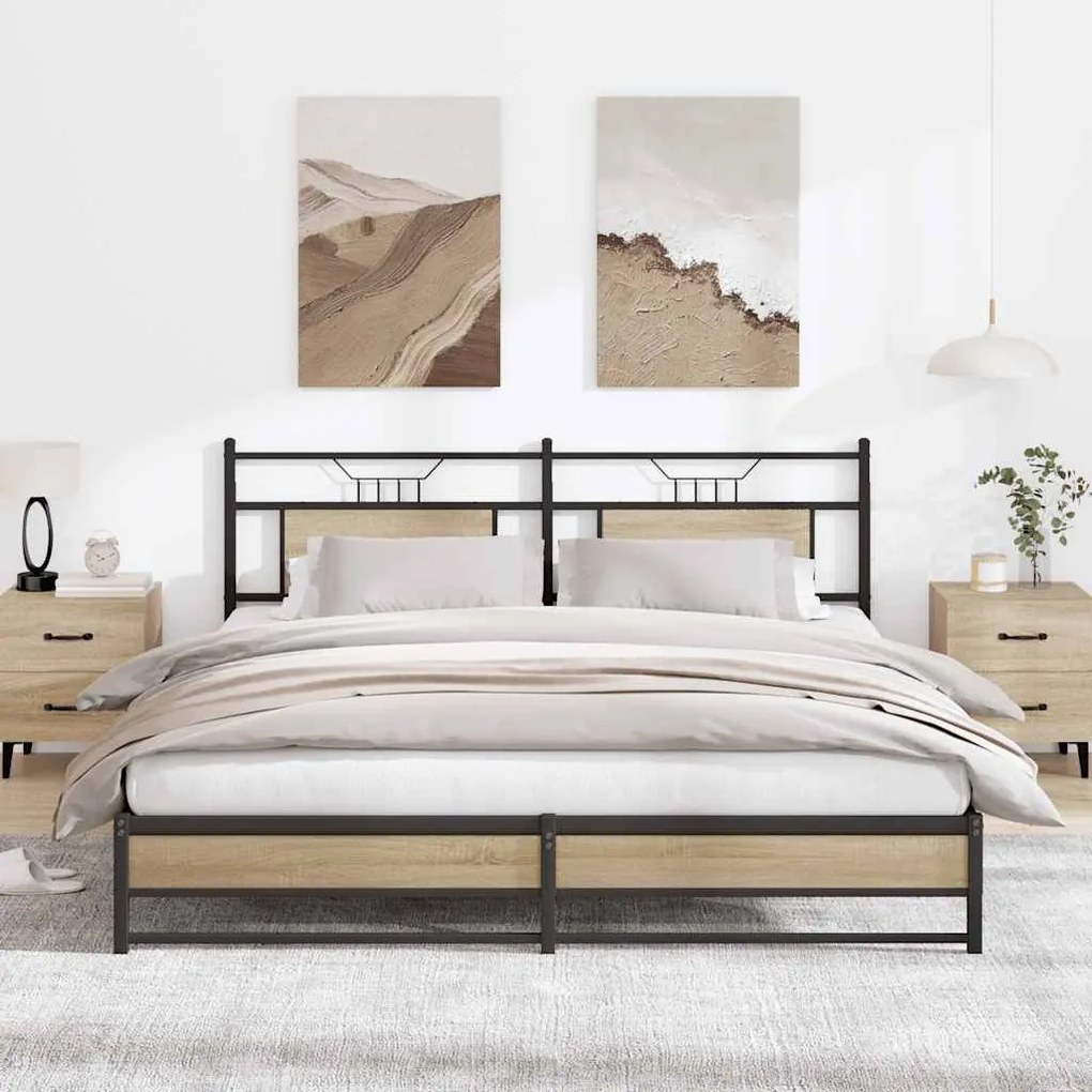 Kovový rám postele bez matrace dub sonoma 183 x 213 cm 3325121