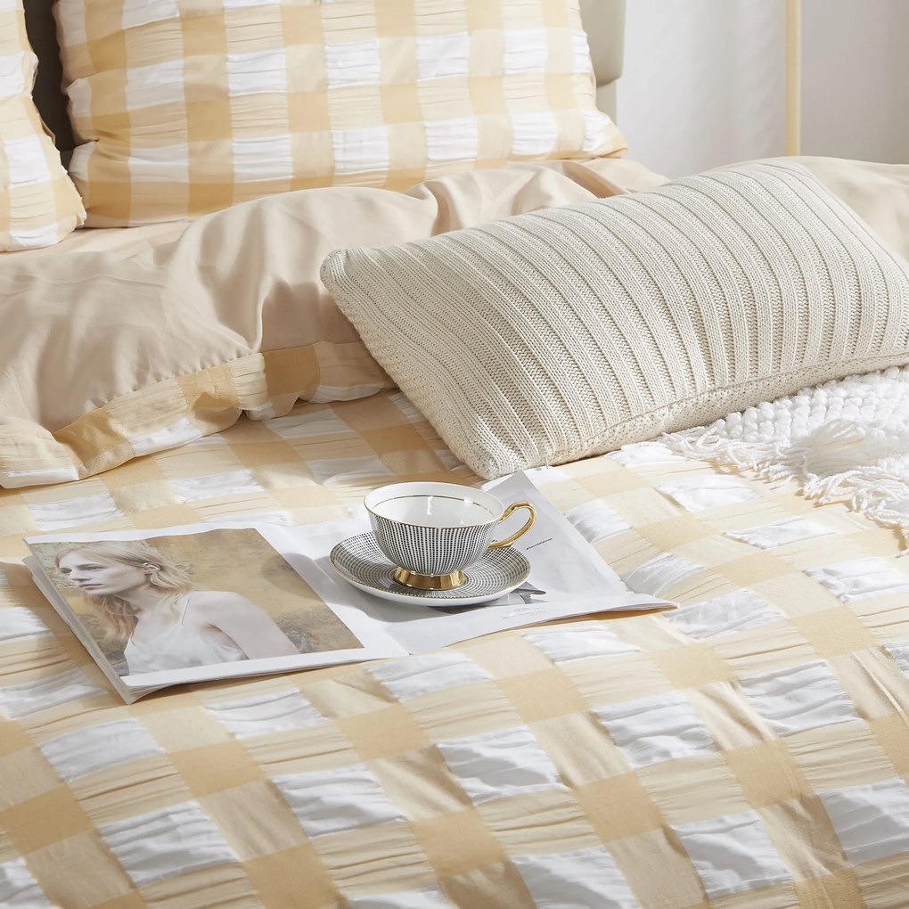 Spod Igły i Nitki Ložní prádlo z mikrovlákna 160x200 Creasy cream check crease I24