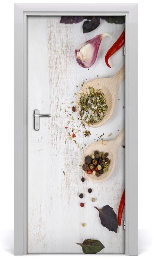 Fototapeta dveře samolepící zelenina a koření 75x205 cm
