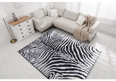 MIRO 51331.803 mycí kobereček Zebra protiskluz černý / bílá velikost 200x290 cm | krásné koberce cz