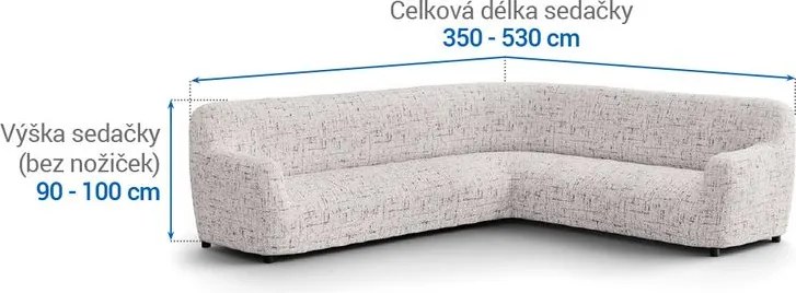 Bielastické potahy VITTORIA smetanová rohová sedačka (š. 350 - 530 cm)