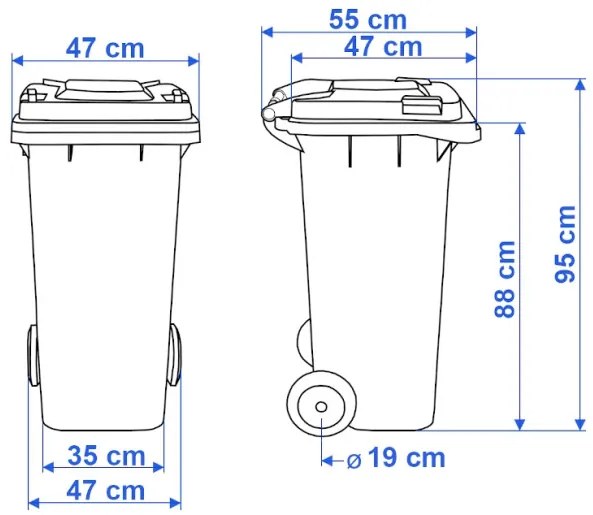 Sada odpadkových košů 120 l (3 ks)
