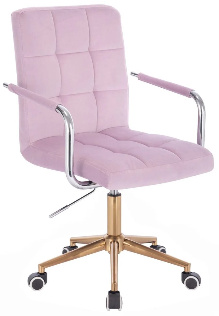 LuxuryForm DESIGN Otočná židle VERONA VELUR na zlaté podstavě s kolečky - levandule