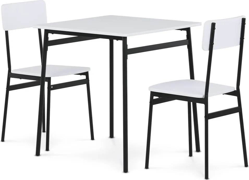 Jídelní set POLINA — 2+1, kov, MDF, černá / bílá