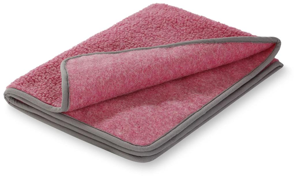 Wooline Vlněná Merino deka pro děti 75 x 100 cm,  Thumbled růžová