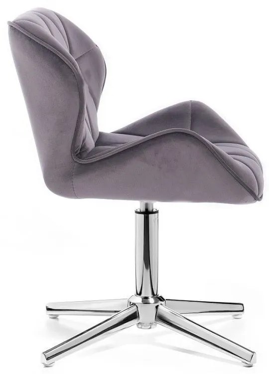 LuxuryForm DESIGN Otočná židle MILANO VELUR na stříbrném kříži - tmavě šedá