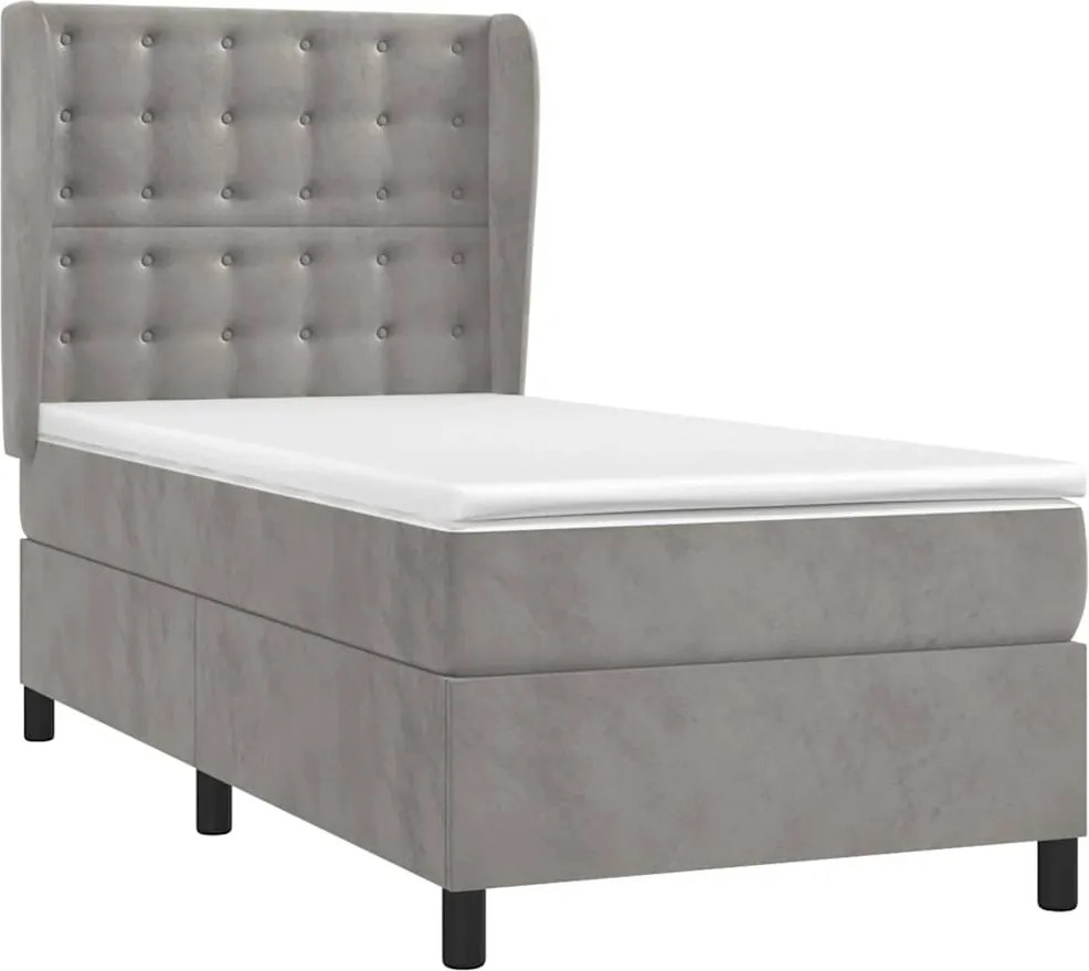 Box spring postel s matrací světle šedá 80 x 200 cm samet 3129417