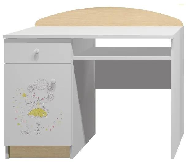 Dětský psací stůl 10 FAIRY Barva: OLŠE / BÍLÁ, Potisk: ANO