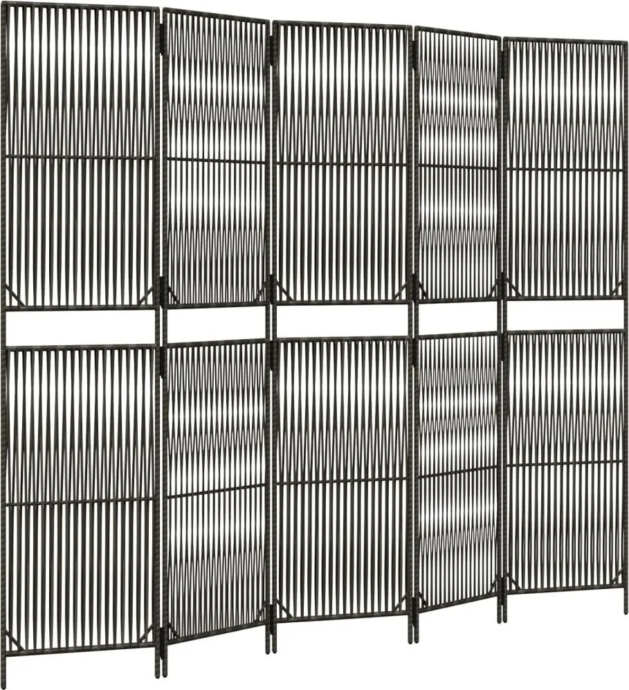 vidaXL Dělicí stěna 5 panelů polyratan [365399] Barva: Hnědá