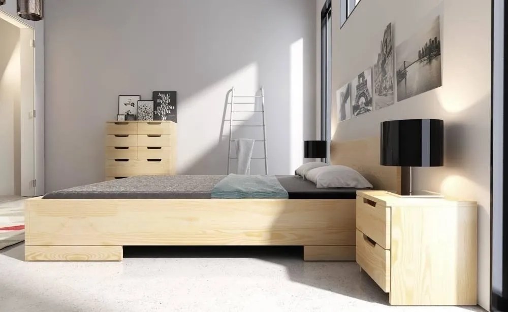 Prodloužená postel s úložným prostorem Spektrum - borovice   , Borovice přírodní, 160x220 cm