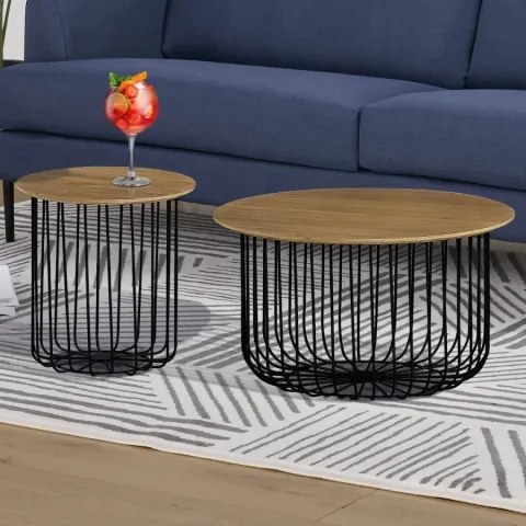 Konferenční stolky 60x34 37x37 divoký dub drátěná podnož černá AF-3007 OAK
