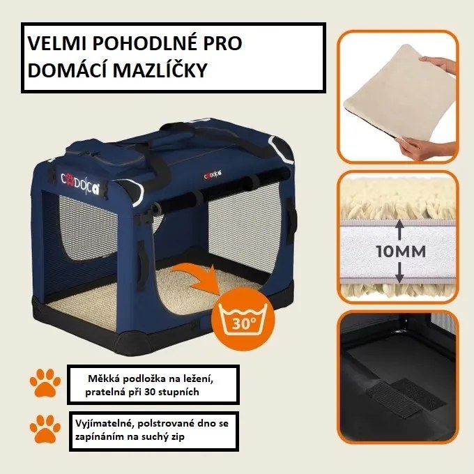 Skládací cestovní box pro psy XL, modrý 109439