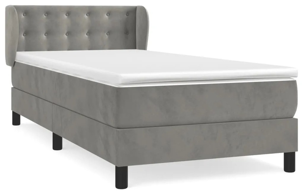 vidaXL Box spring postel s matrací světle šedá 80 x 200 cm samet