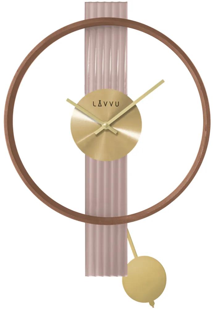 LAVVU Luxusní dřevěné hodiny LAVVU ART DECO se zlatými detaily LCT4090