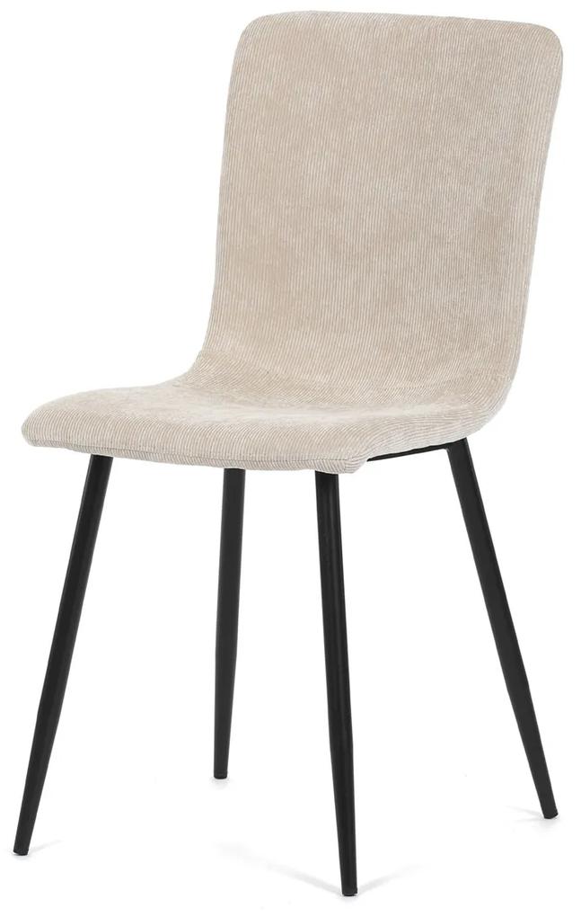 Jídelní židle DCL-964 WT2 látka krémově bílá, kov černý matný lak