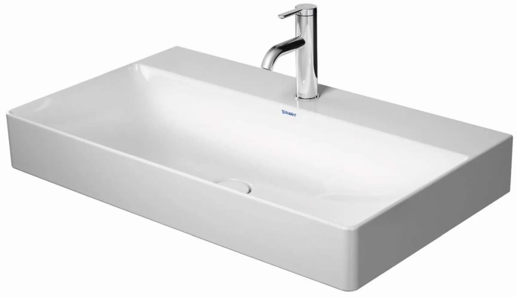 Duravit DuraSquare - Umyvadlo 80x47 cm, bez přepadu, s otvorem pro baterii, DuraCeram, WonderGliss, bílá 23538000411