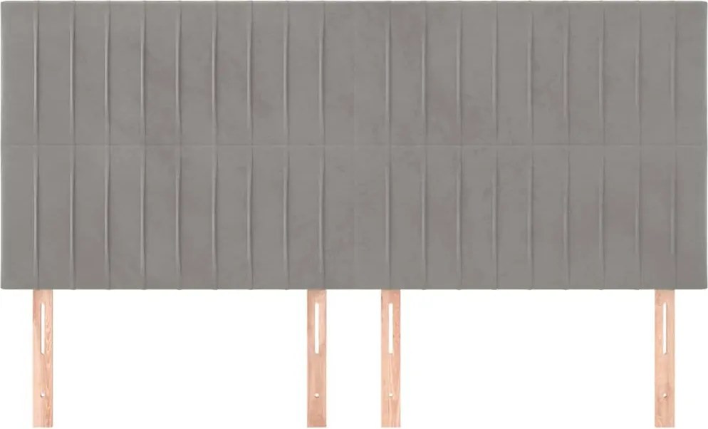 Čelo postele světle šedé 200 x 5 x 118/128 cm sametové 3116636