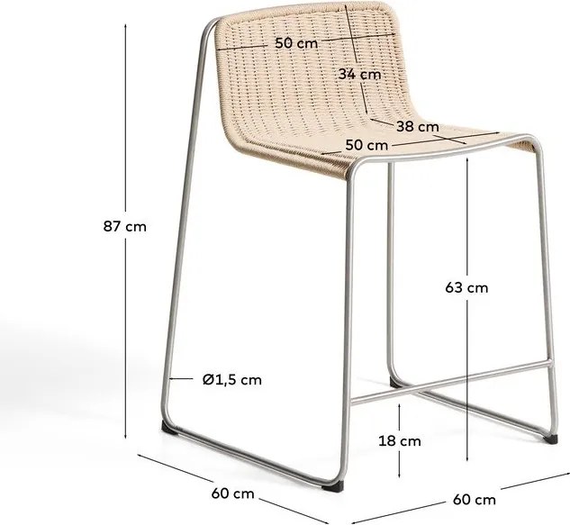 Béžová kovová zahradní barová židle Tavari – Kave Home