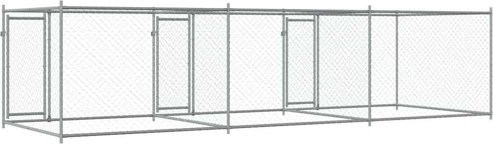 Klec pro psy s dvířky šedá 6 x 2 x 1,5 m pozinkovaná ocel 3209574