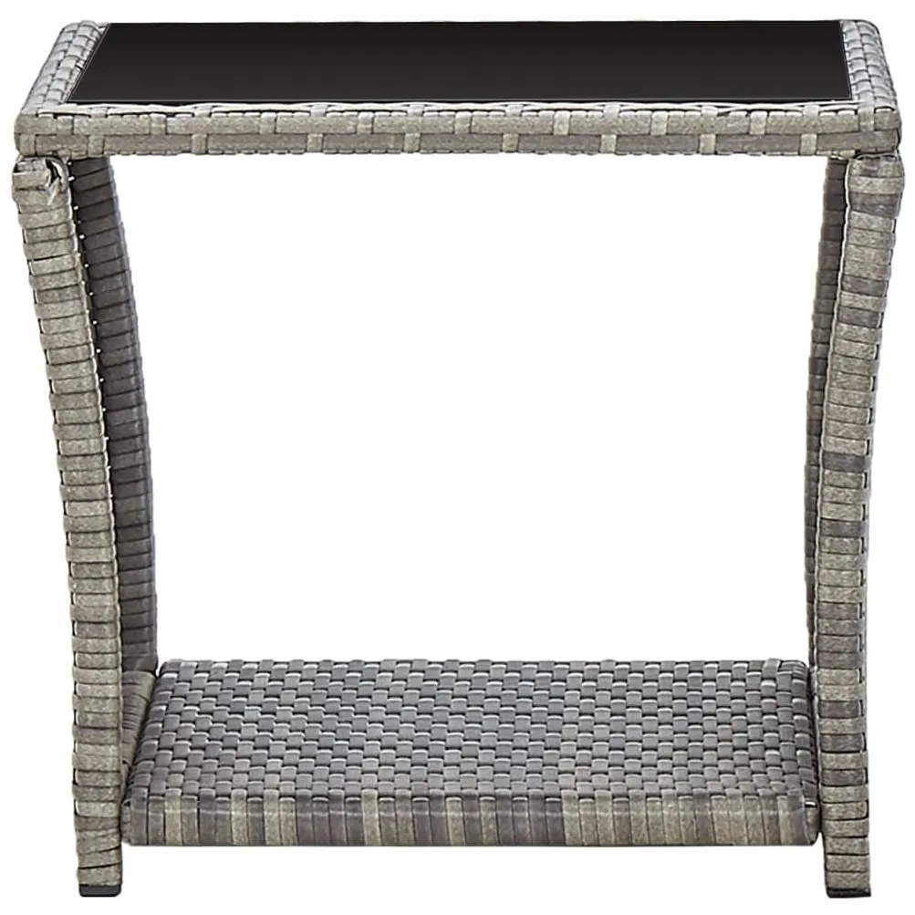vidaXL Konferenční stolek šedý 45 x 45 x 40 cm polyratan a sklo