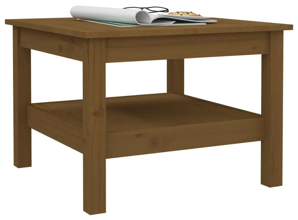 Konferenční stolek medově hnědý 55x55x40 cm masivní borovice - Default Title