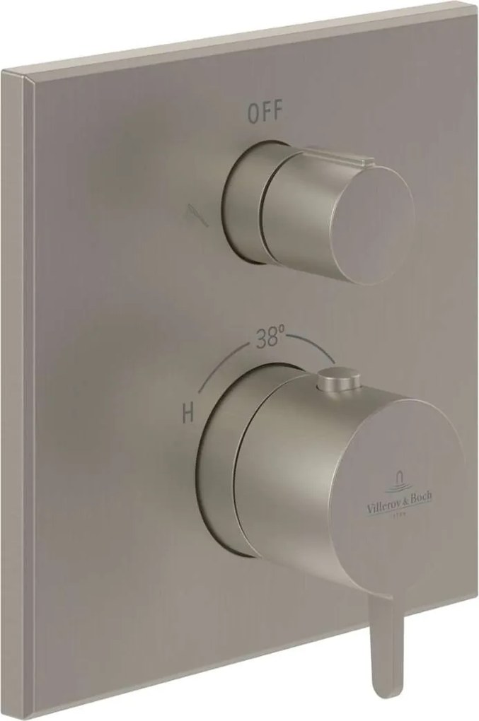 Villeroy & Boch Conum - Termostatická baterie pod omítku, pro 2 spotřebiče, matný kartáčovaný nikl TVS12700300064