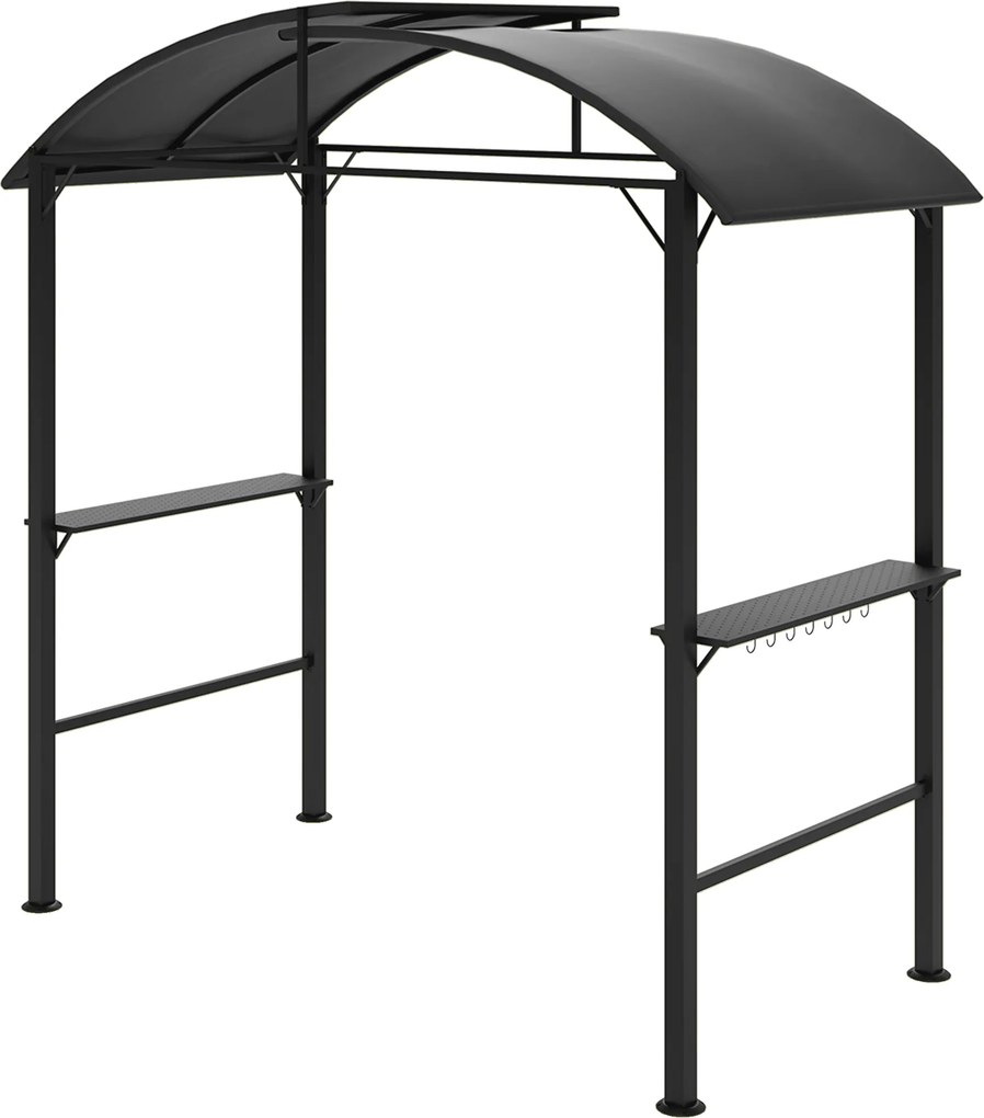 Outsunny BBQ Pavilon 233 x 110 x 235 cm Větruvzdorný Zahradní Pavilon s Dvojitou Střechou, Policemi, Zahradní Pavilon s UV Ochrannou, BBQ Pavilon z O…