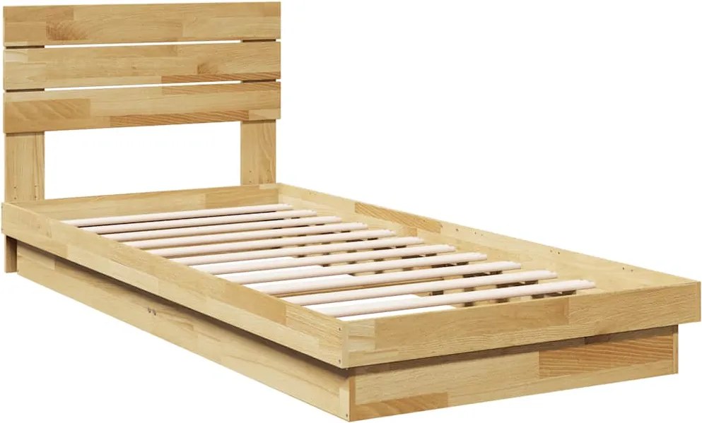 Rám postele s čelem bez matrace 75x190 cm Dubový masiv 3315747