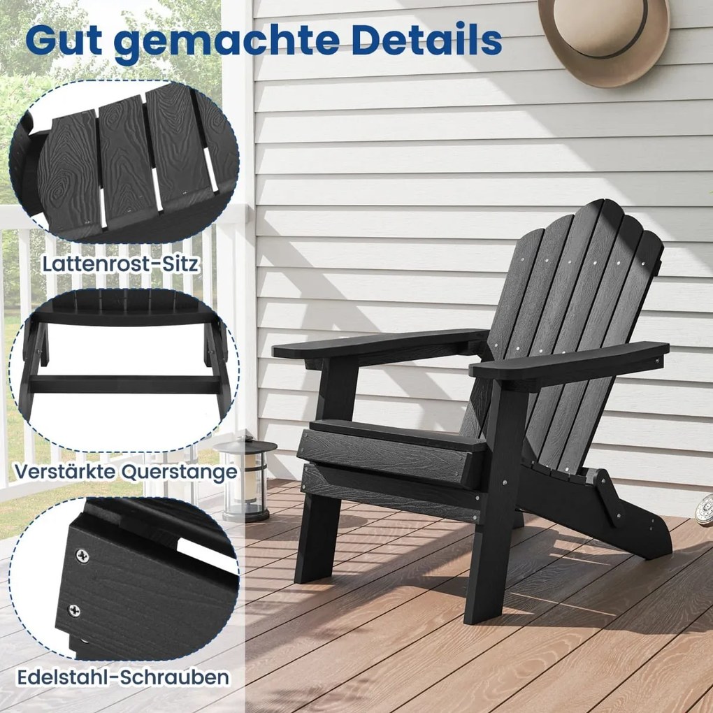 Costway Sada 2 židlí Adirondack skládací židle Adirondack odolná