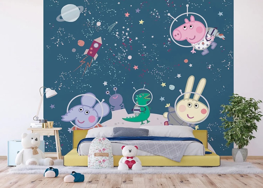Dětská vliesová fototapeta na zed' Prasátko Peppa Vesmírné Dobrodružství | 300 x 270 cm | DDTD4P7801