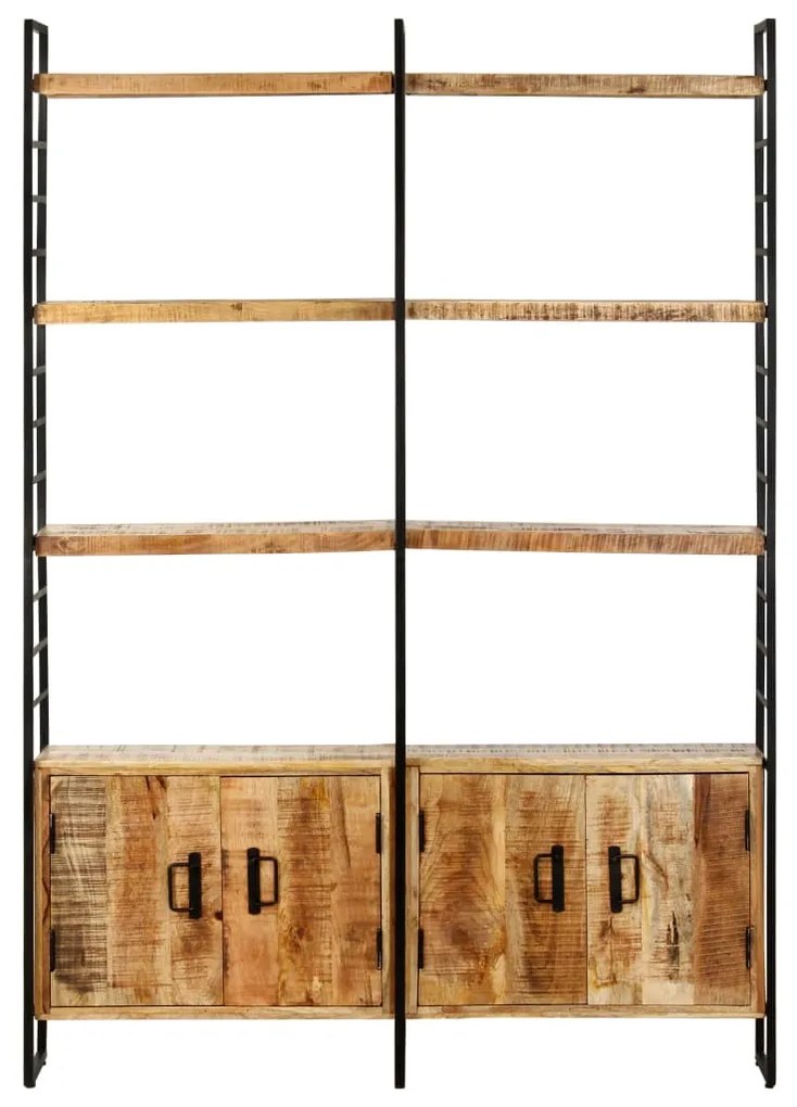 4-patrová knihovna - hrubé mangovníkové dřevo | 124x30x180 cm