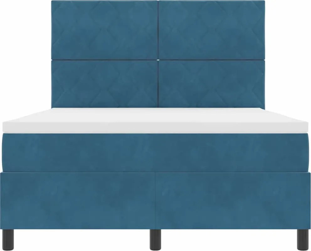 Postel s boxspringem s čelo Tmavě modrá 160 x 200 cm samet 3339912