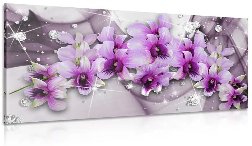 Obraz fialové květy na abstraktním pozadí Varianta: 100x50